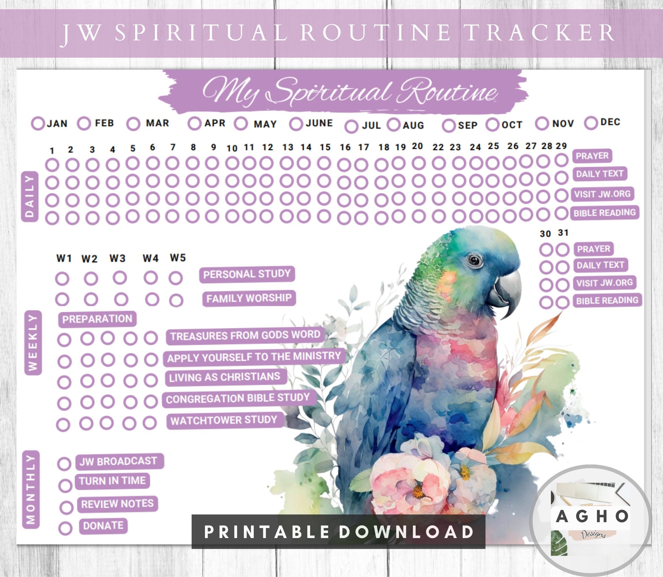 JW Spiritual Routine Activity Tracker |jehovah's Witness | Printable ...