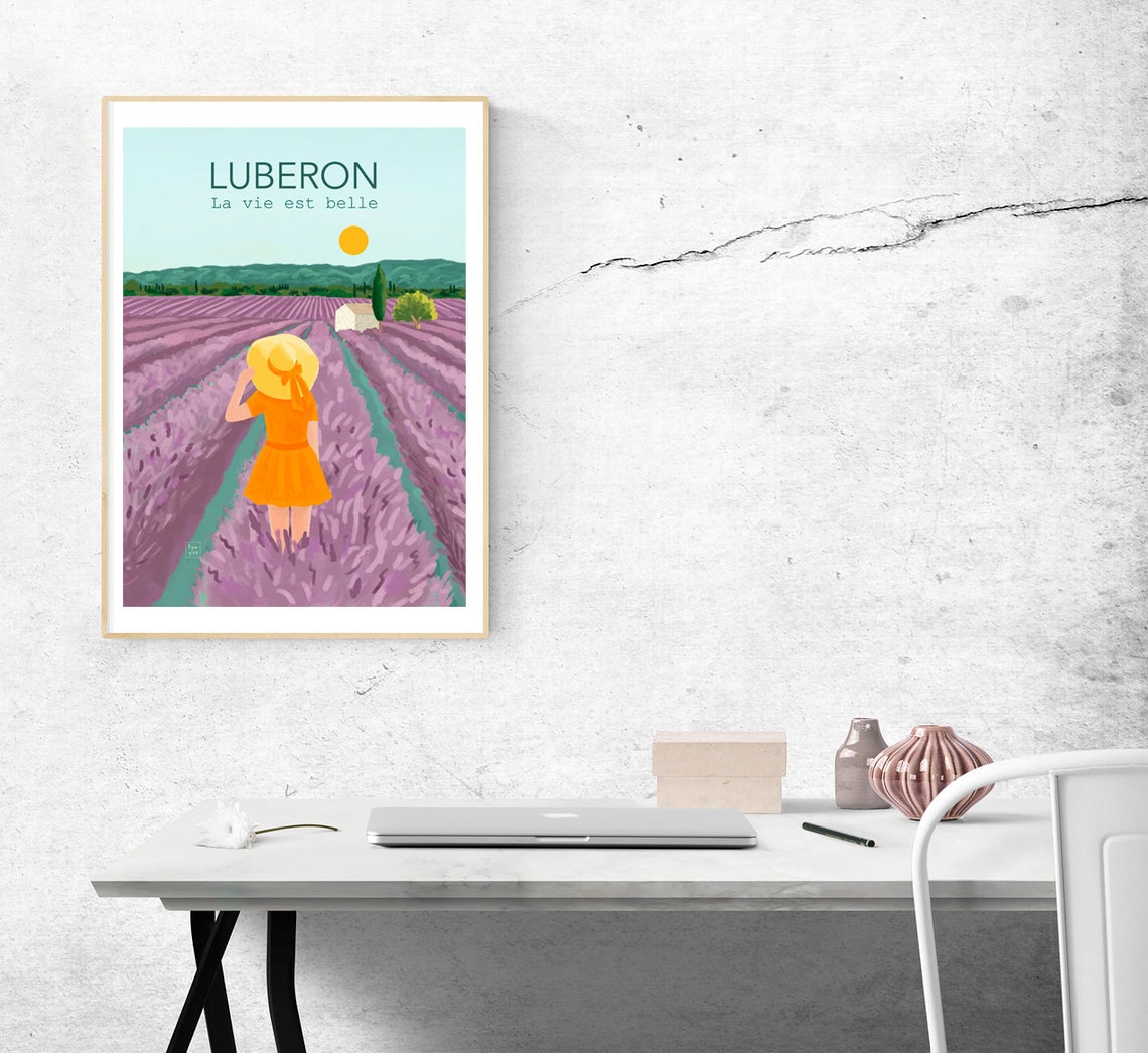 Provence Luberon Lavender - Art Print - Illustration - Travel Poster ...