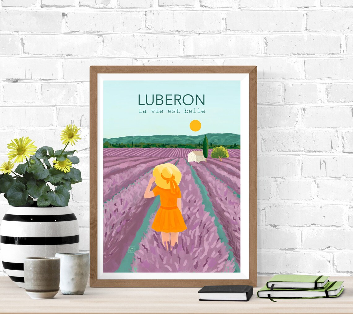Provence Luberon Lavender - Art Print - Illustration - Travel Poster ...