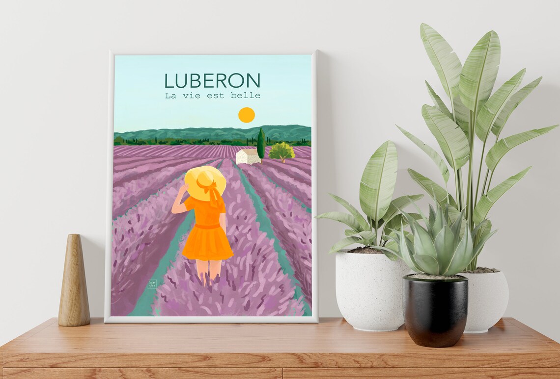 Provence Luberon Lavender - Art Print - Illustration - Travel Poster ...