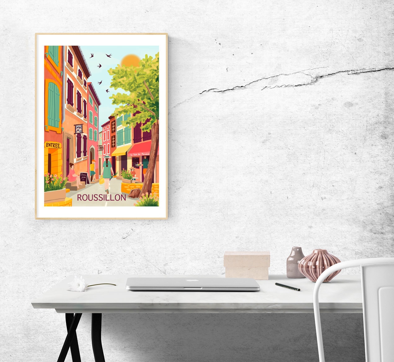 Roussillon - Art Print - Illustration - Vaucluse Luberon - Travel ...
