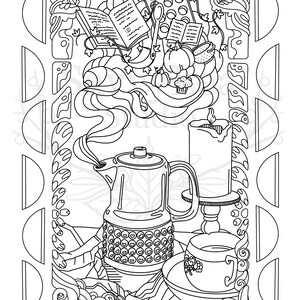 Printable Tea Time Coloring Page Cozy Coloring Page Adult - Etsy