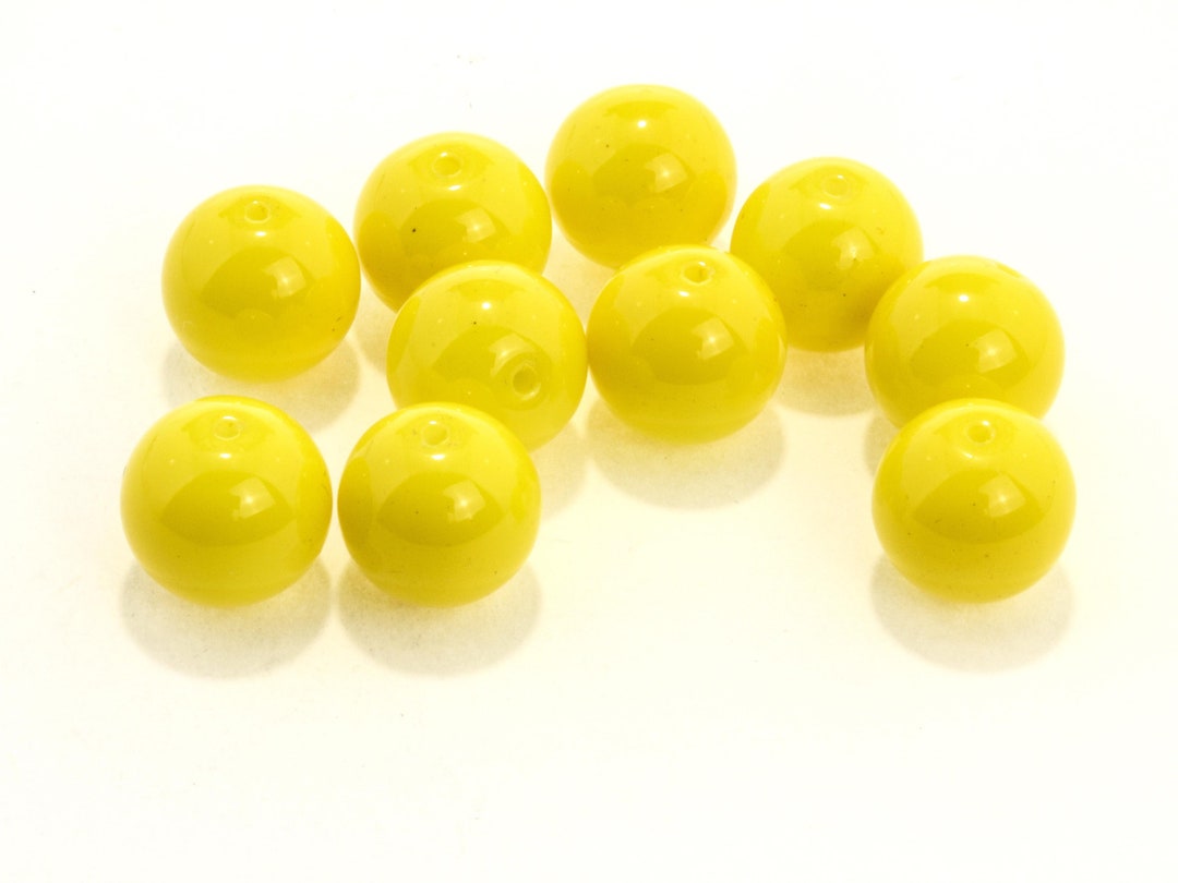 8mm Round Yellow Glass Beads Bag of 10 - Etsy