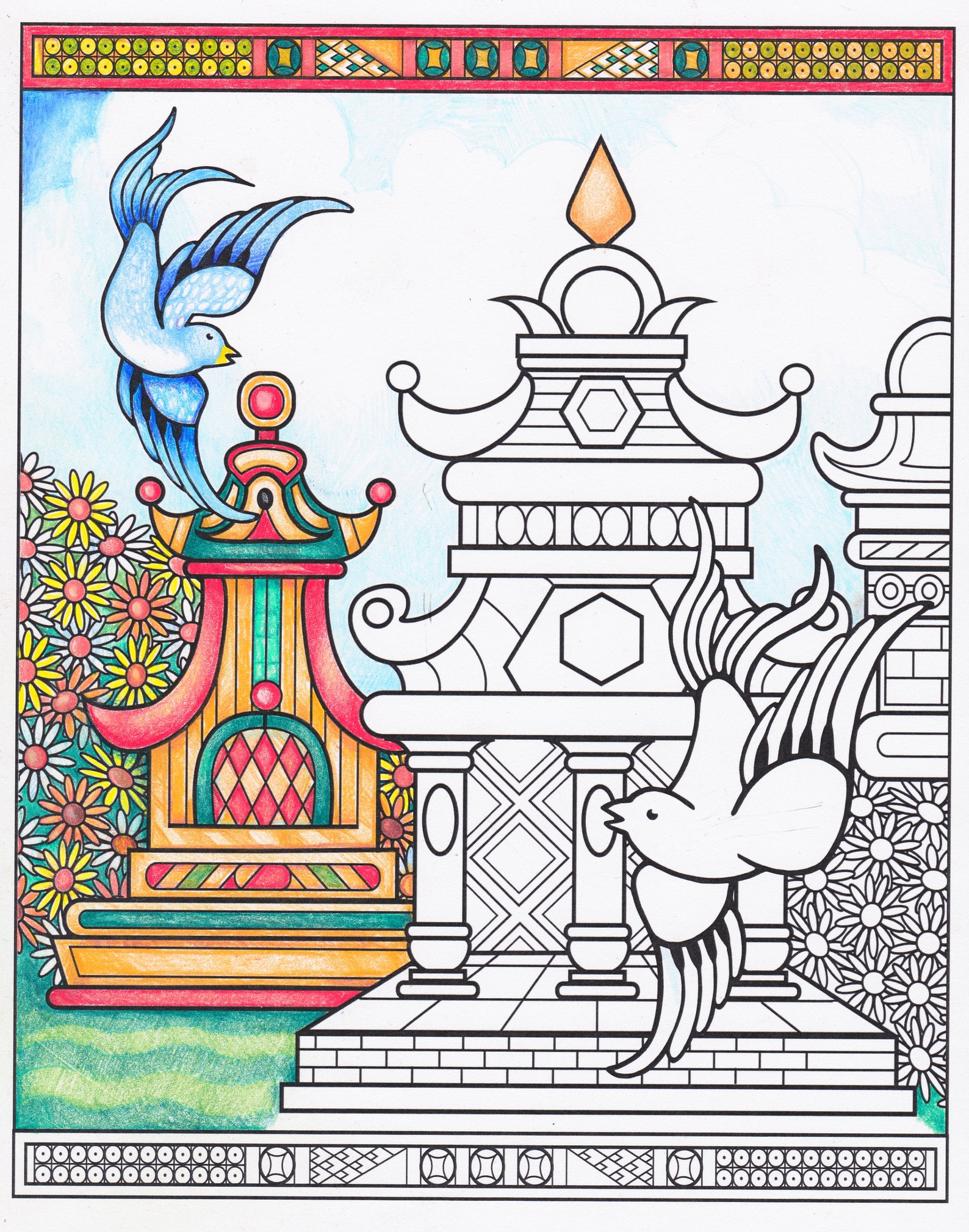 Blue Willow A Coloring Book Story Adult Coloring Book - Etsy