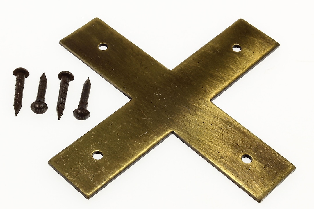 X Shaped Flat Plate Brace With 4 Holes - Brushed Brass on Top Side ...