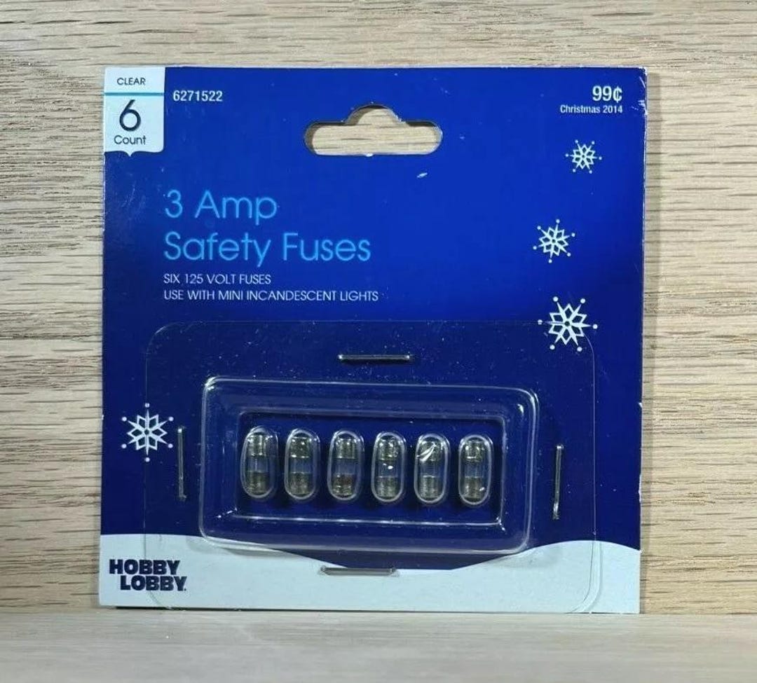 3 AMP Safety Fuses, 125 Volts, Use With Mini Incandescent Lights, 6 ...