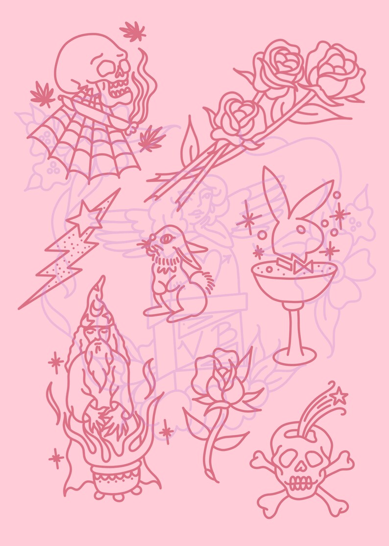 Bunny Wizard Print - Digital Download, Digital Art, Traditional Flash ...