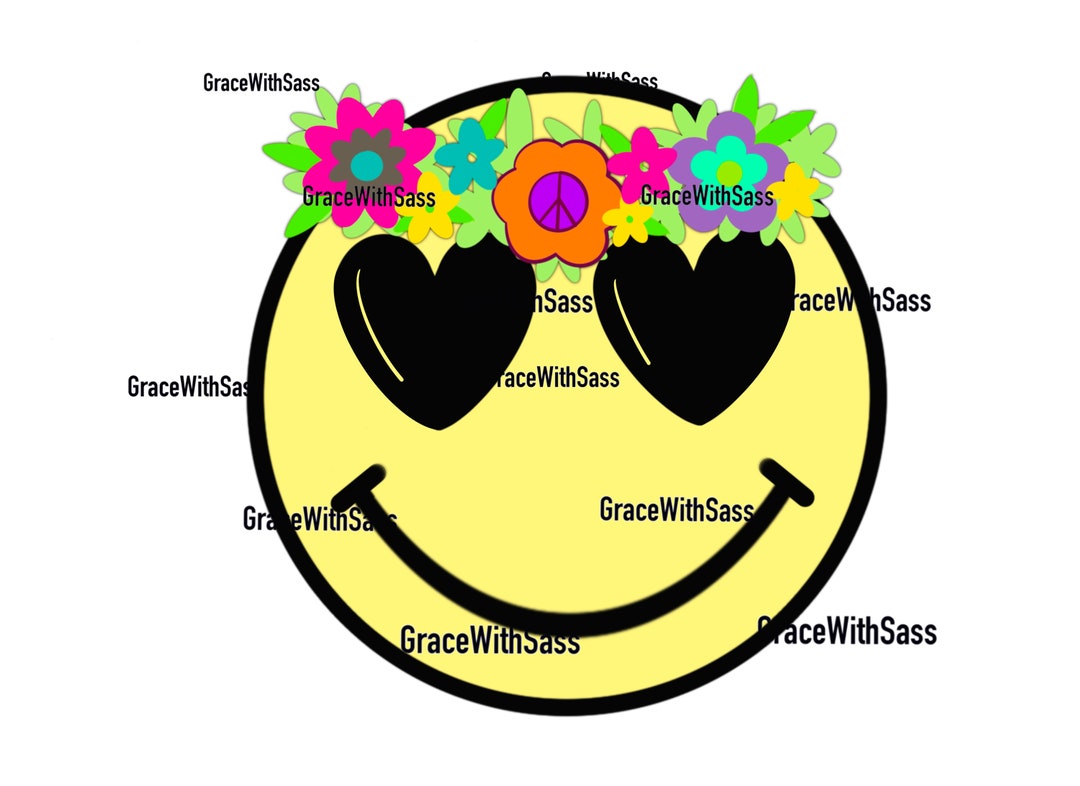 Hippie Smiley, Flower Power Png, Smiley Face -no, Digital File ...