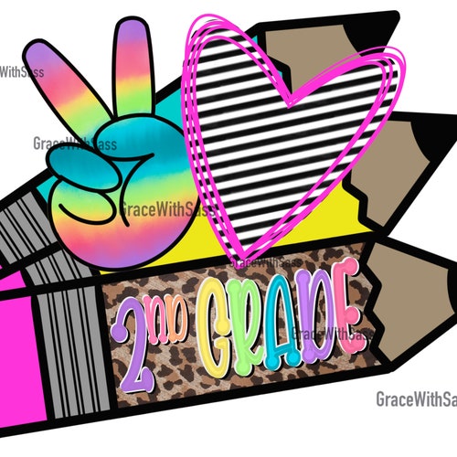 Peace Love Second Grade PNG Back to School Elementary - Etsy