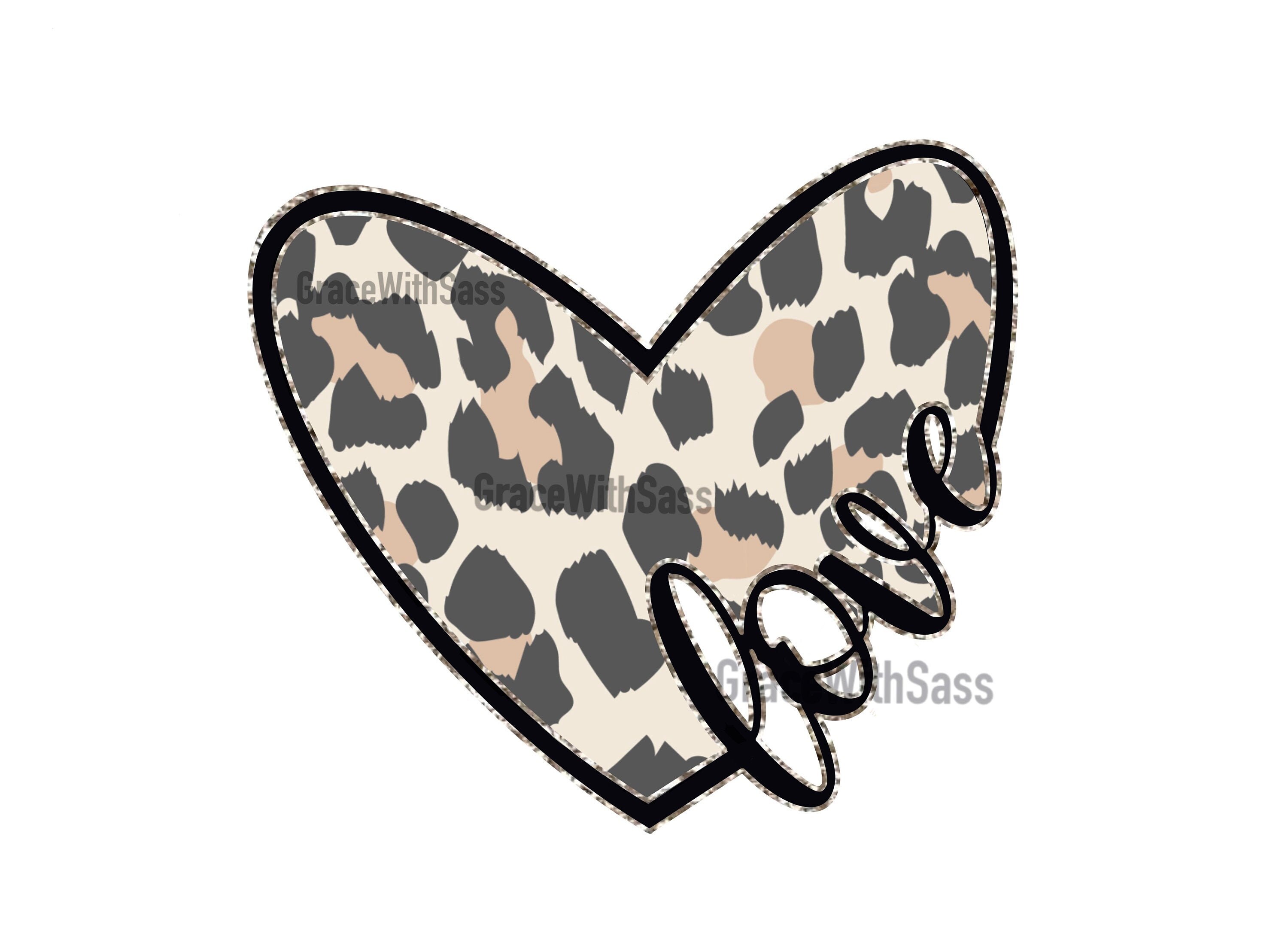 Love, Heart, Leopard, Png, Digital Download, Sublimation Transfer ...