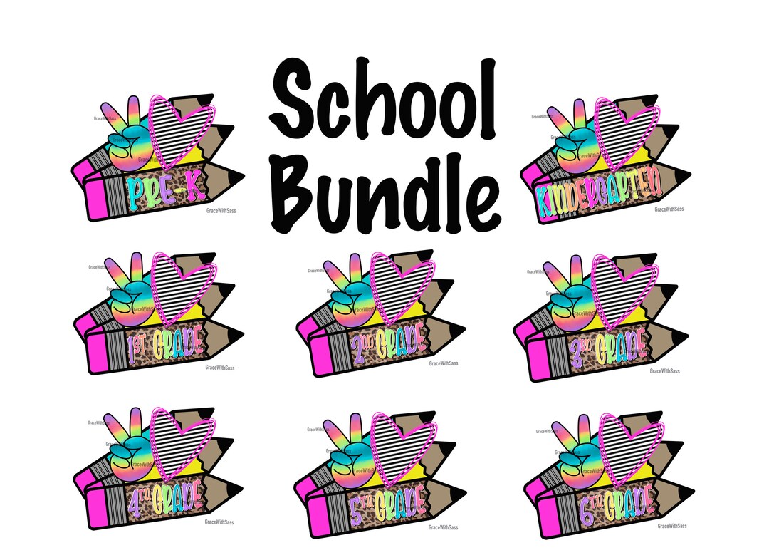 Peace Love School PNG Bundle, Grades PNG Bundle, Digital Download ...
