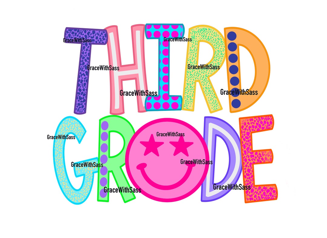 Third Grade Smiley Face, 3rd Grade, Back to School, Digital File ...