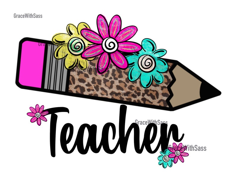 Teacher, Cute Pencil PNG, Back to School, Digital File, Sublimation ...