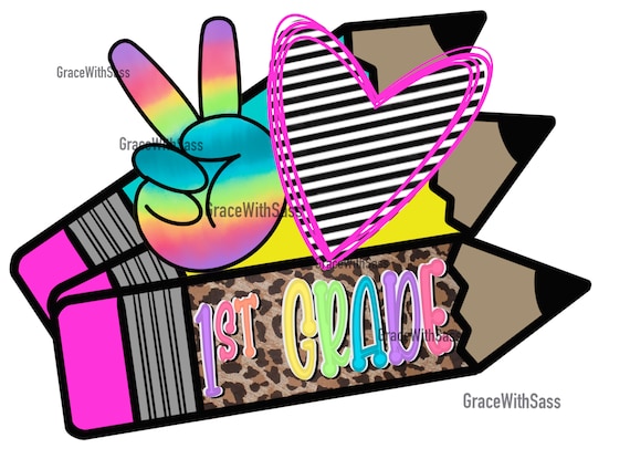 Peace Love First Grade 1st Grade PNG Peace PNG Back to - Etsy