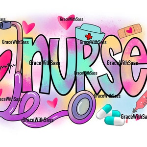 Colorful Nurse Digital File, Nurse PNG, Colorful PNG, Digital File ...