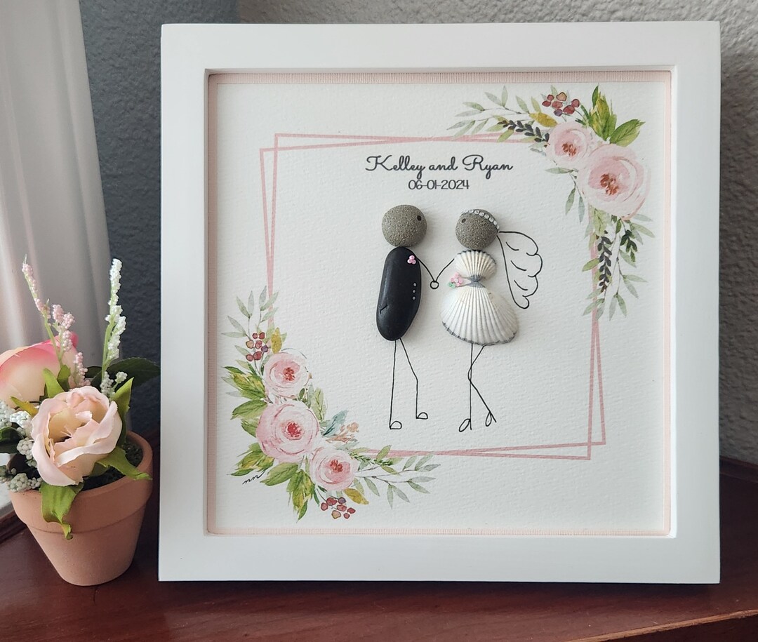 Personalized Wedding Gift, Bride and Groom in Watercolor Frame ...