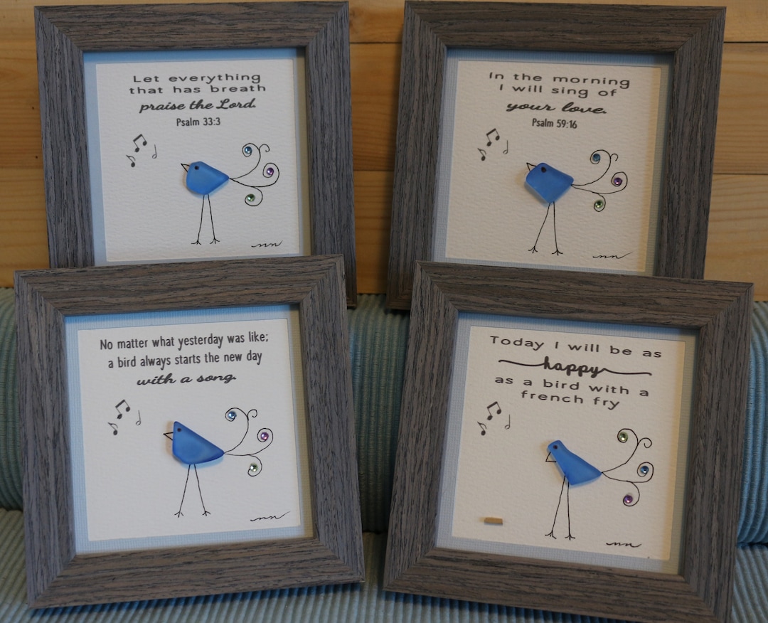 Bluebird of Happiness Series, Bird Sea Glass Art, Pebble Art ...