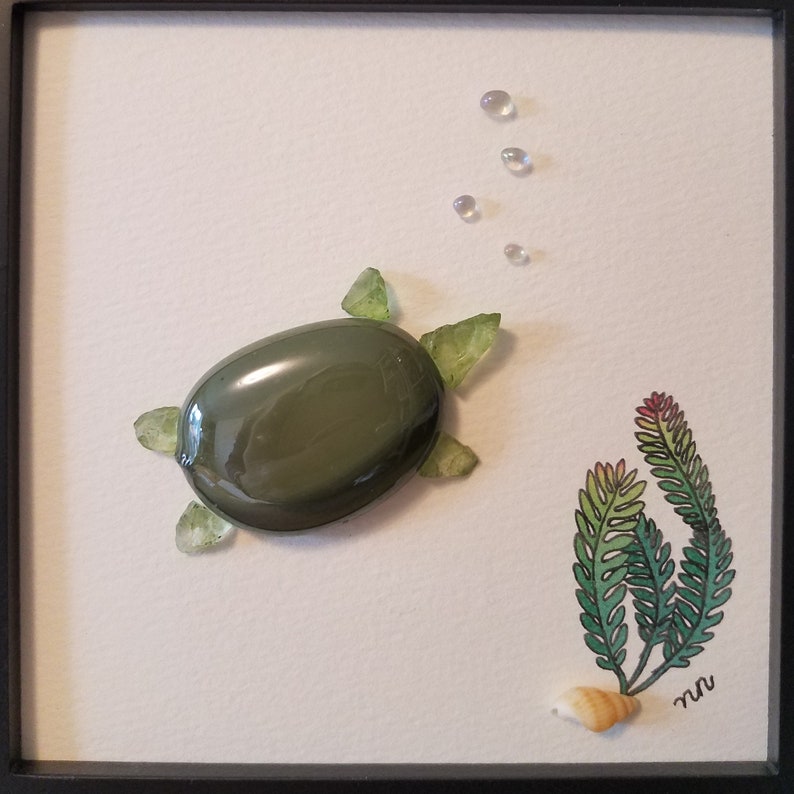 Swimming Turtle Turtle Art Pebble Art Home Decor - Etsy