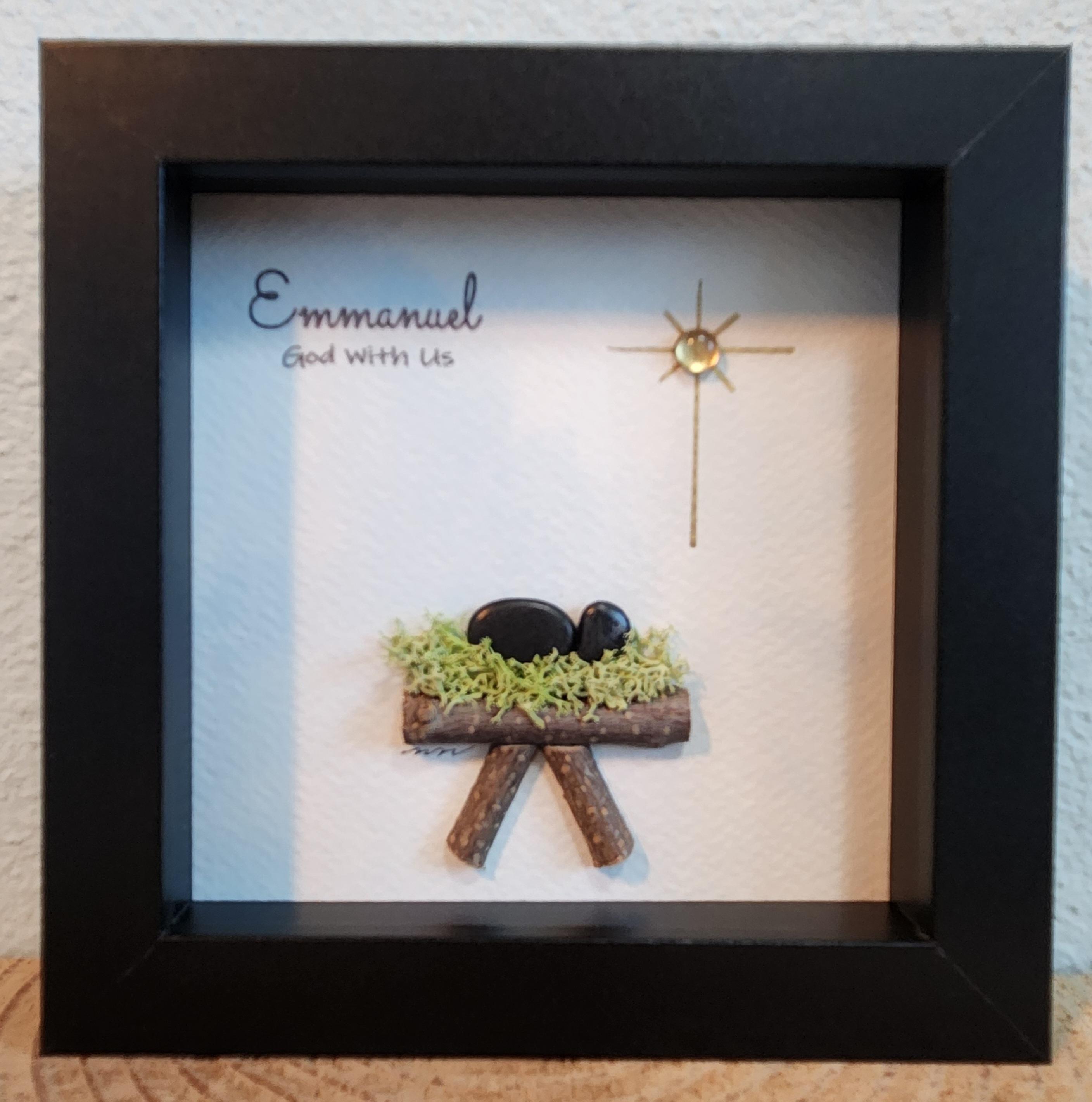 Nativity ~ Manger Scene ~ Emmanuel ~ Pebble Art ~ Christmas Decor ...