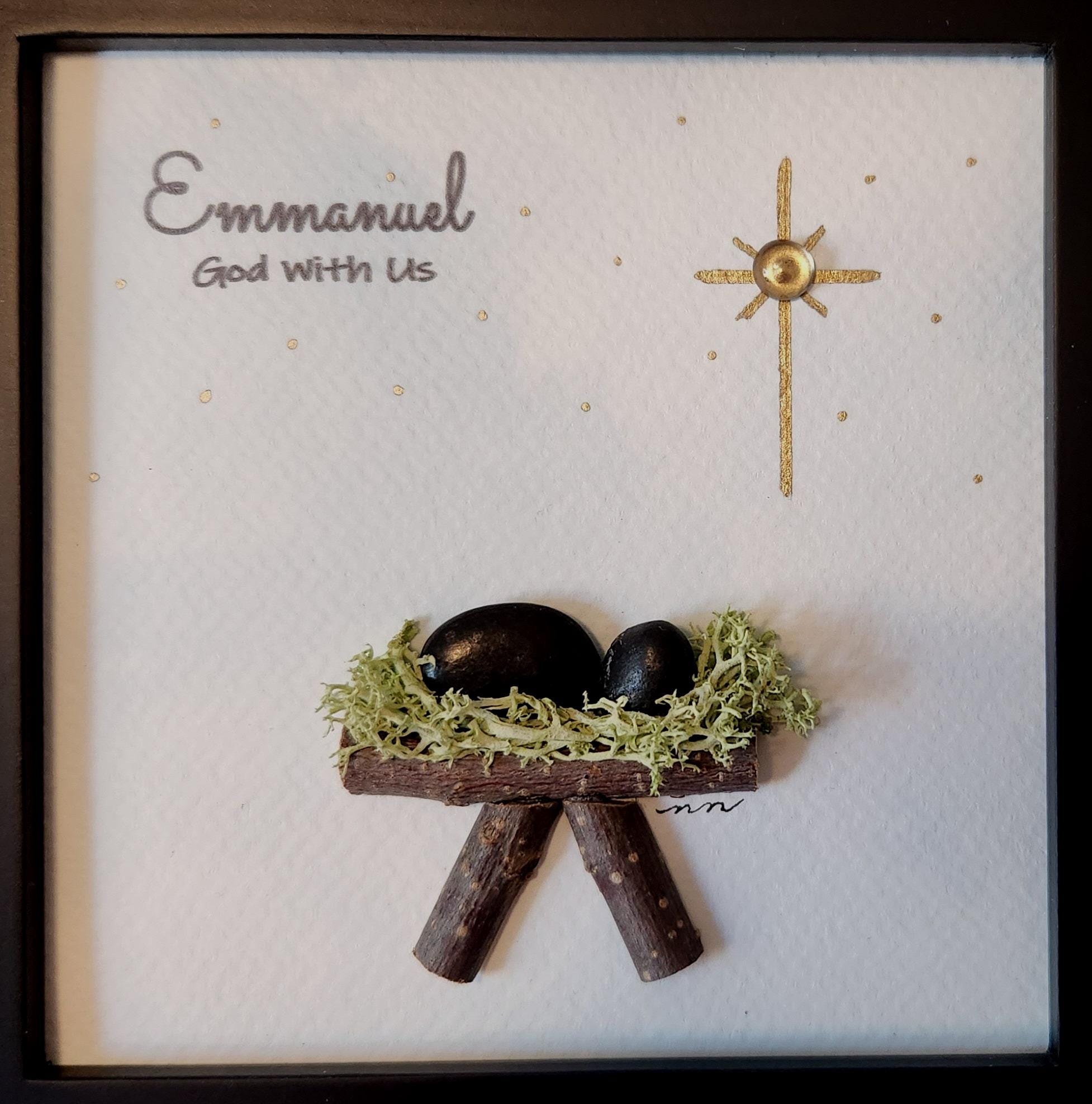 Nativity ~ Manger Scene ~ Emmanuel ~ Pebble Art ~ Christmas Decor ...