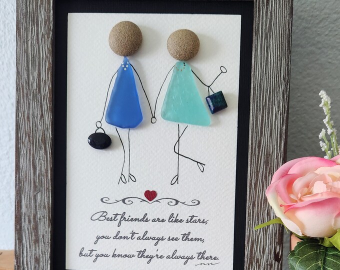 Friend Pebble Art, Best Friend Gift, Sea Glass Art, Friendship Pebble ...