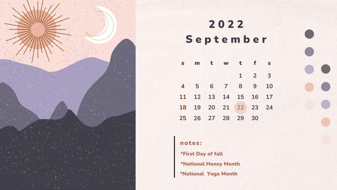 September 2022 - Digital Calendar Design - Etsy