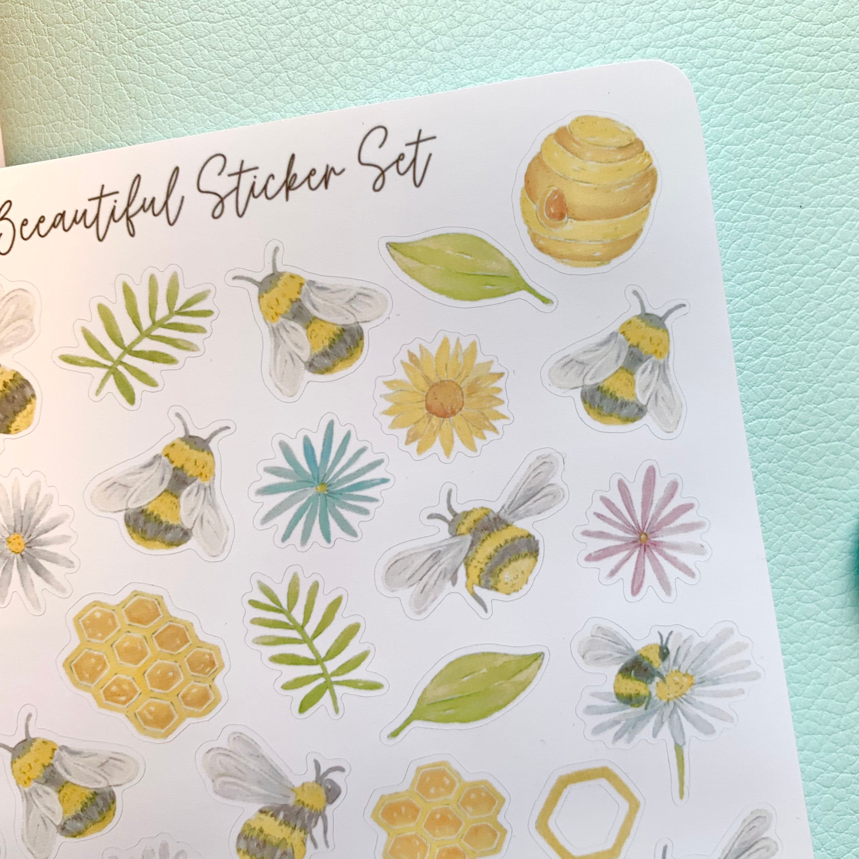 Bee Watercolour Sticker Sheet | Etsy