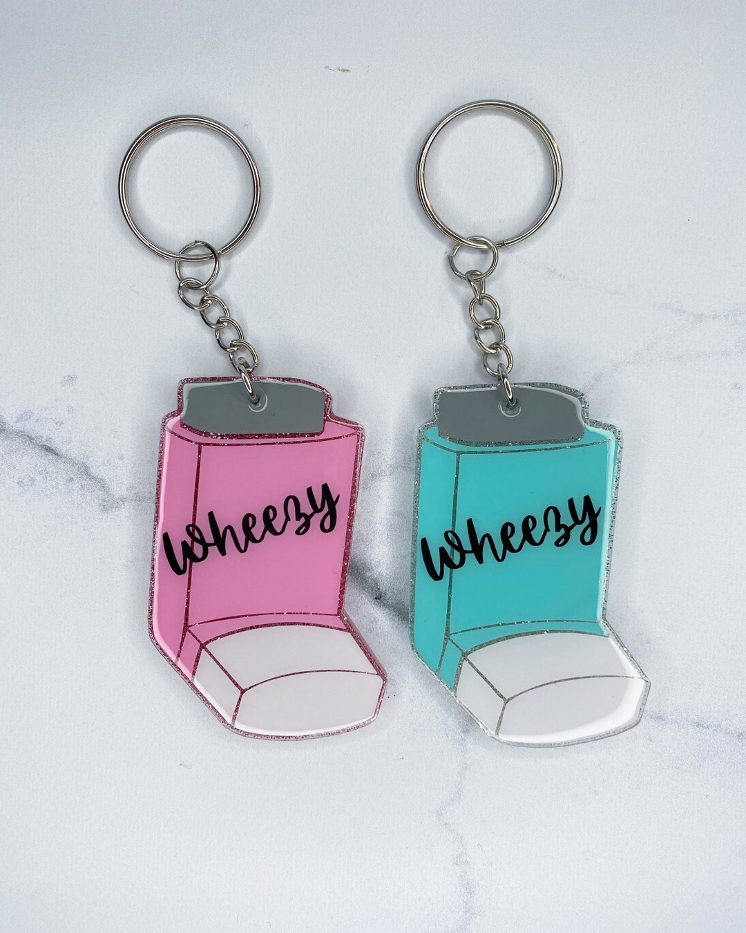 Inhaler Keychain/ Glitter Inhaler Keychain/ Wheezy Keychain/ Cute ...