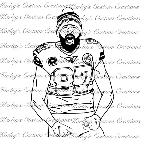 Travis Kelce Black and White Png - Etsy