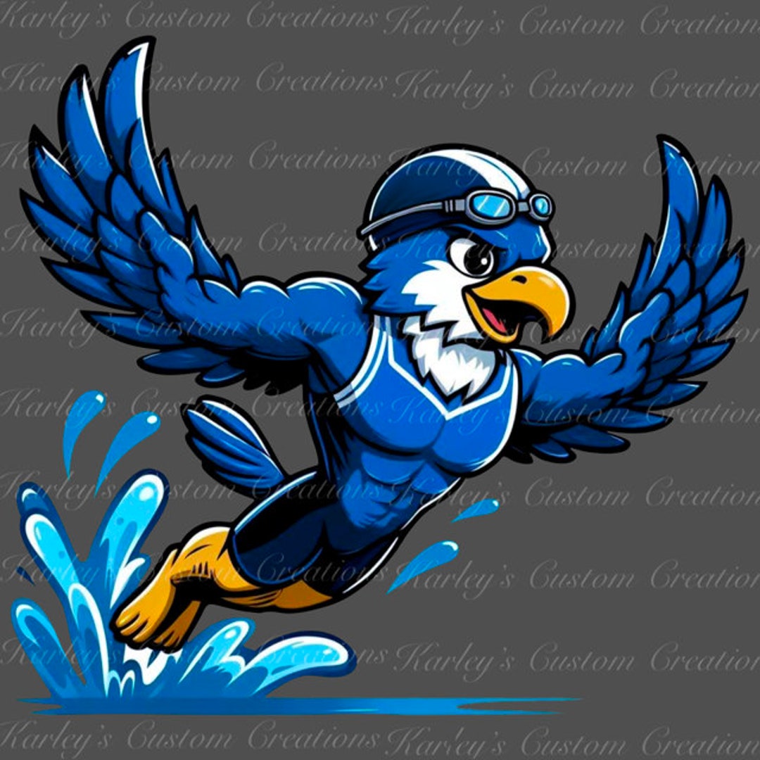 Falcons Swimming Png, Falcon Mascot Swimming Png, Falcon Mascot, Falcons Mascot Design, Blue ...