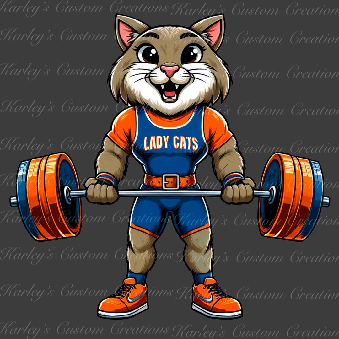 Lady Cats Mascot Png, Bobcat Body Building, Blue and Orange Cats Mascot ...