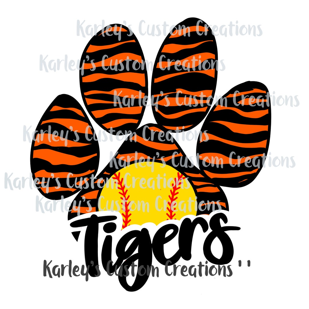 Tigers Paw Softball PNG Team Spirit Shirt Sublimation Design Team Mom ...
