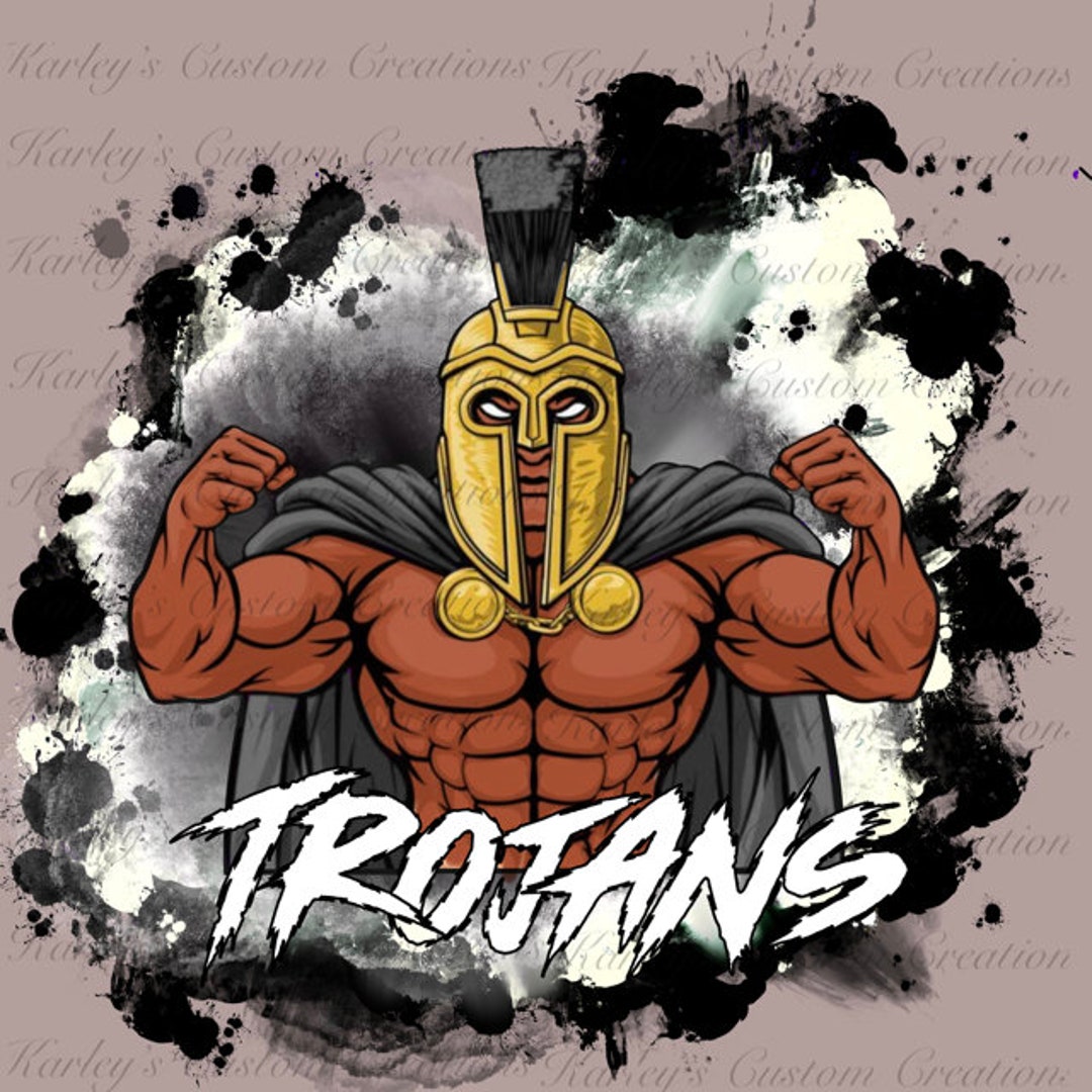 Trojan Mascot Black and White Background Png Trojan Png - Etsy