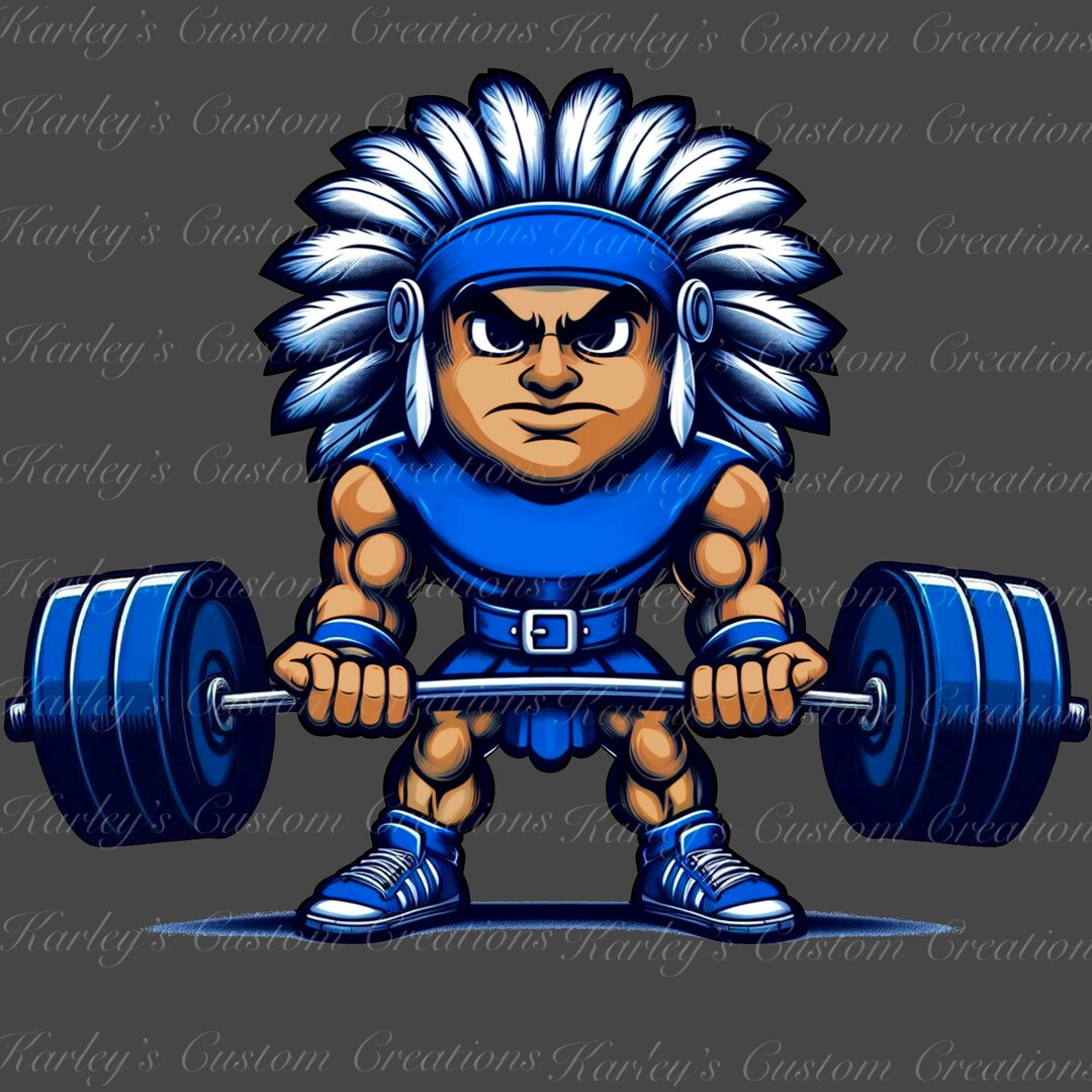 Cheifs Powerlifting Png, Cheifs Body Building, Blue Indians Mascot Png ...