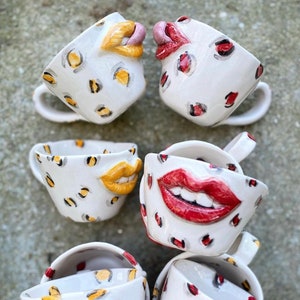 Handmade Lips Ceramic Mug 5 Oz 3D Tongue Pottery Cup - Etsy