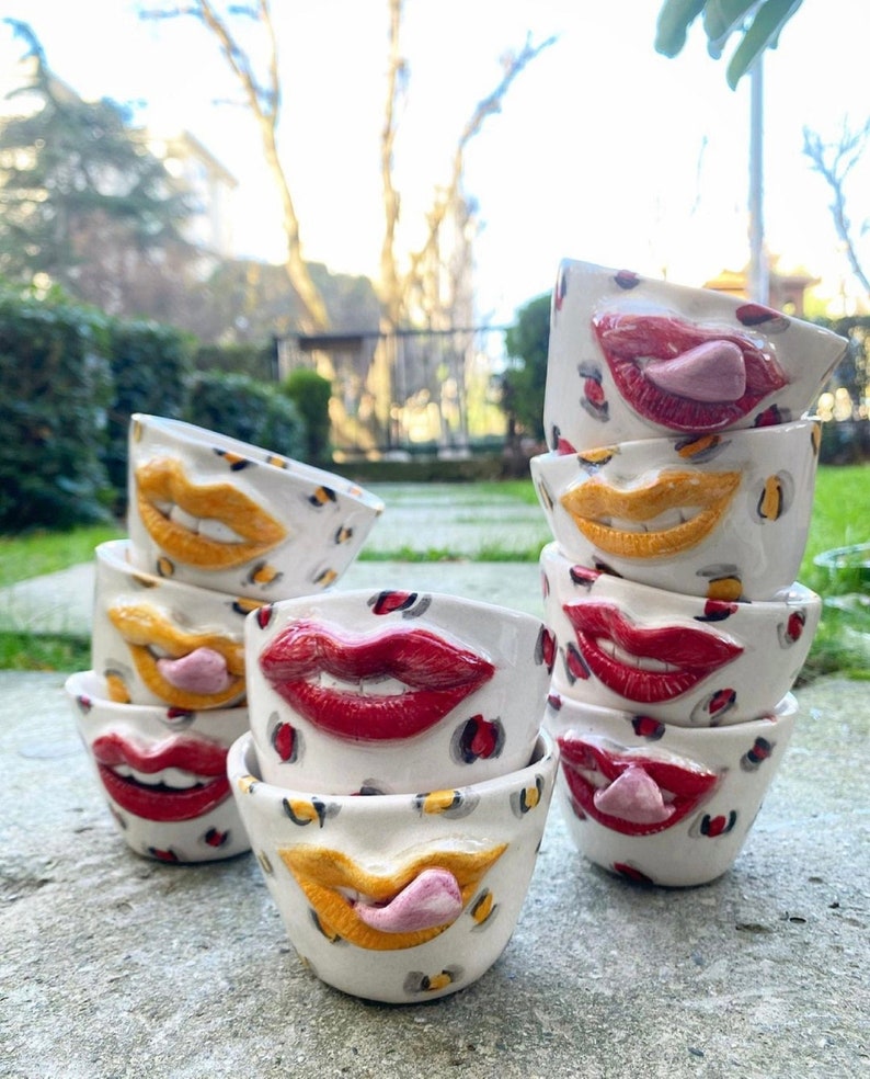 Handmade Lips Ceramic Mug 5 Oz 3D Tongue Pottery Cup - Etsy