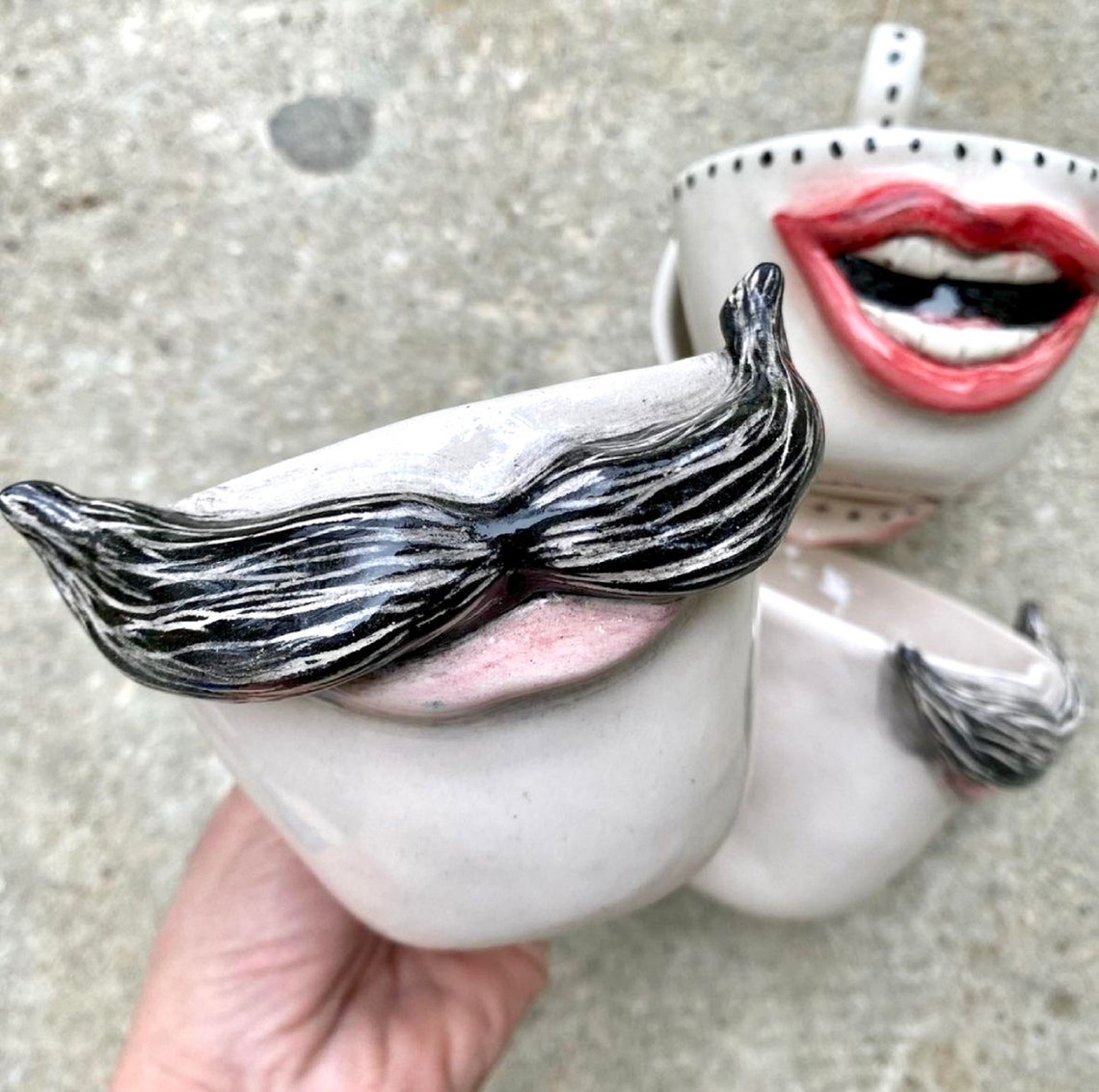 Handmade Red Lip Shaped Embossed Ceramic Mug 3D Pottery Kiss - Etsy