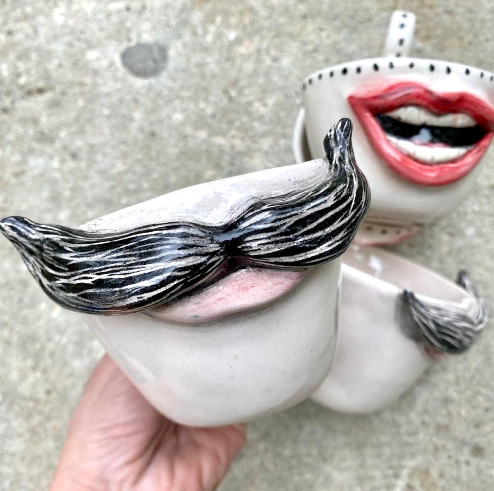 Handmade Red Lip Shaped Embossed Ceramic Mug 3D Pottery Kiss - Etsy