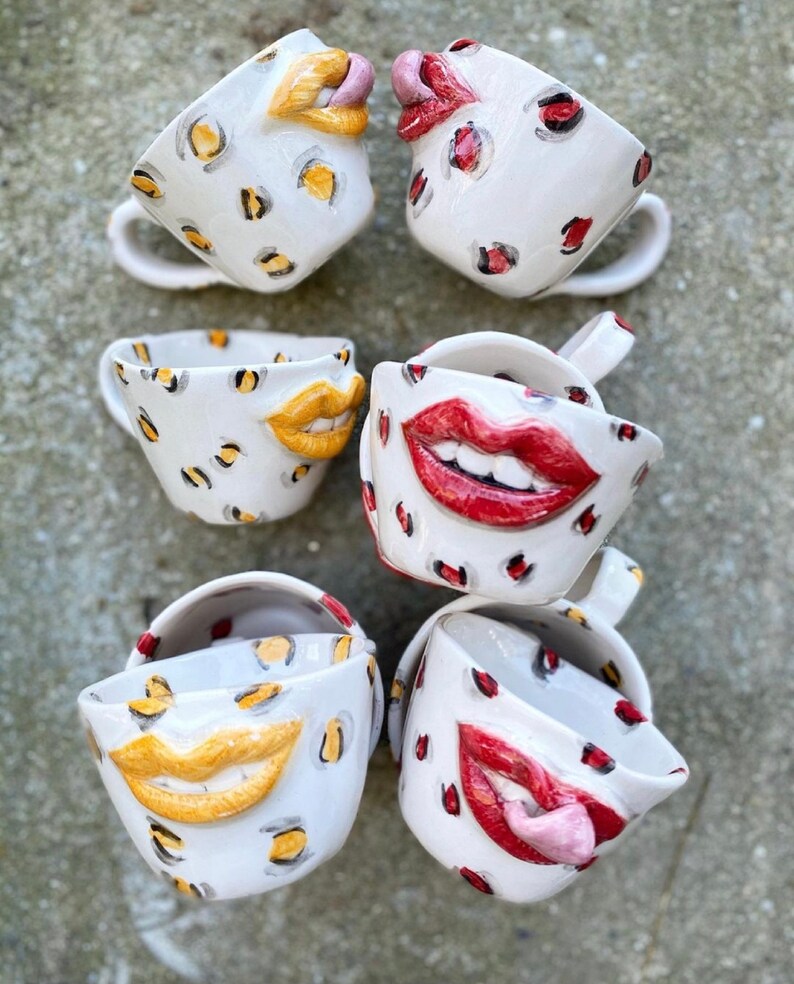 Handmade Lips Ceramic Mug 5 Oz 3D Tongue Pottery Cup - Etsy
