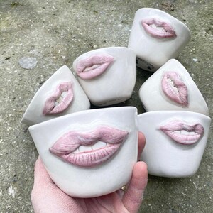 Handmade Matte Lips Ceramic Mug 6 Oz - 3D Lips Pottery Cup - Specially ...