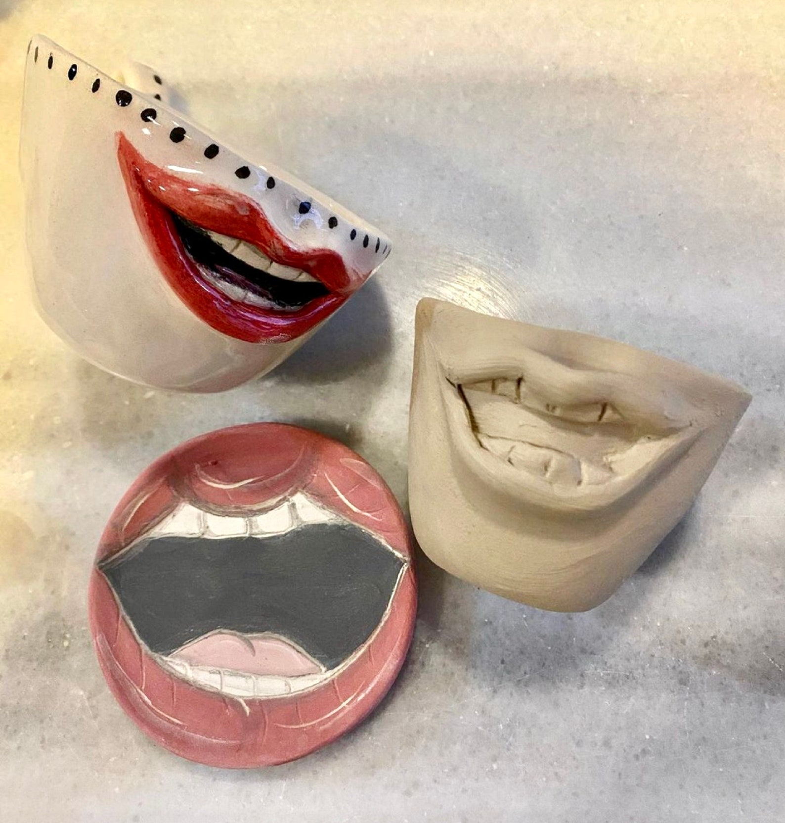 Handmade Red Lip Shaped Embossed Ceramic Mug 3D Pottery Kiss - Etsy