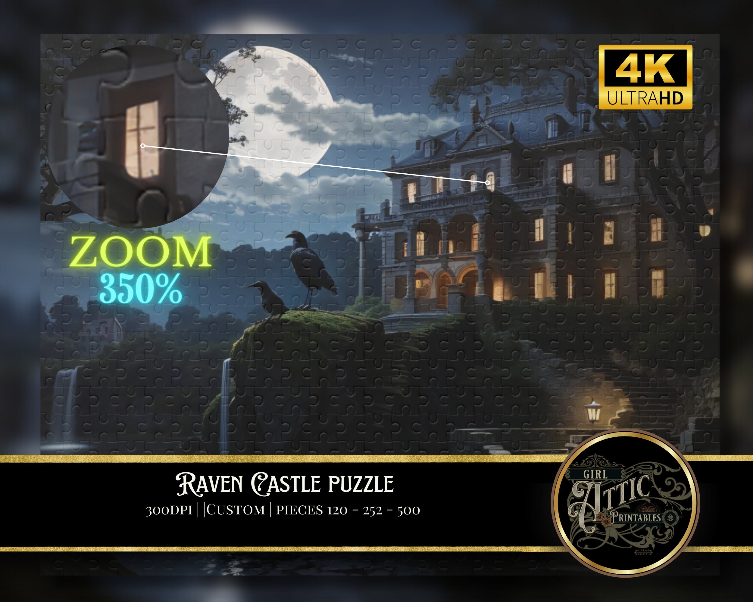 Raven Castle Puzzle Gothic Dark Academia a Great Game Gift - Etsy