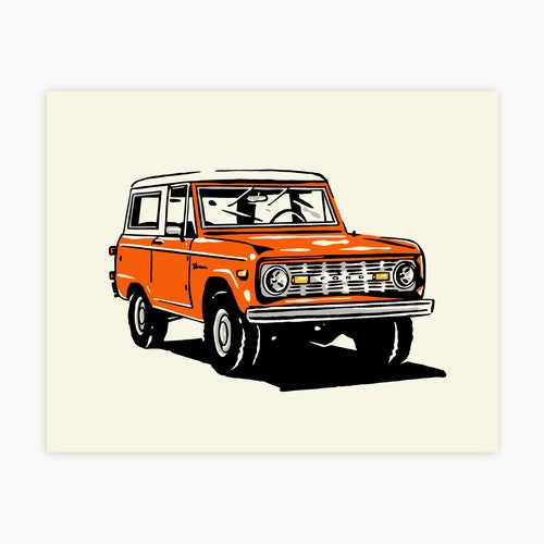 Ford Bronco Poster Vintage Car Illustration Print - Etsy