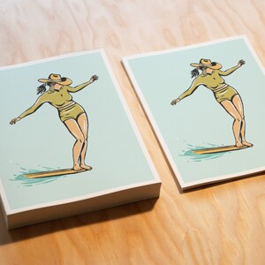 Surf Cowgirl - Nose Riding Print - Illustration Poster - Etsy