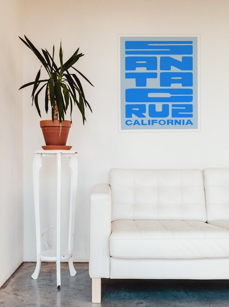 Santa Cruz Retro California Poster - Surf Spot - Beach Print - Etsy