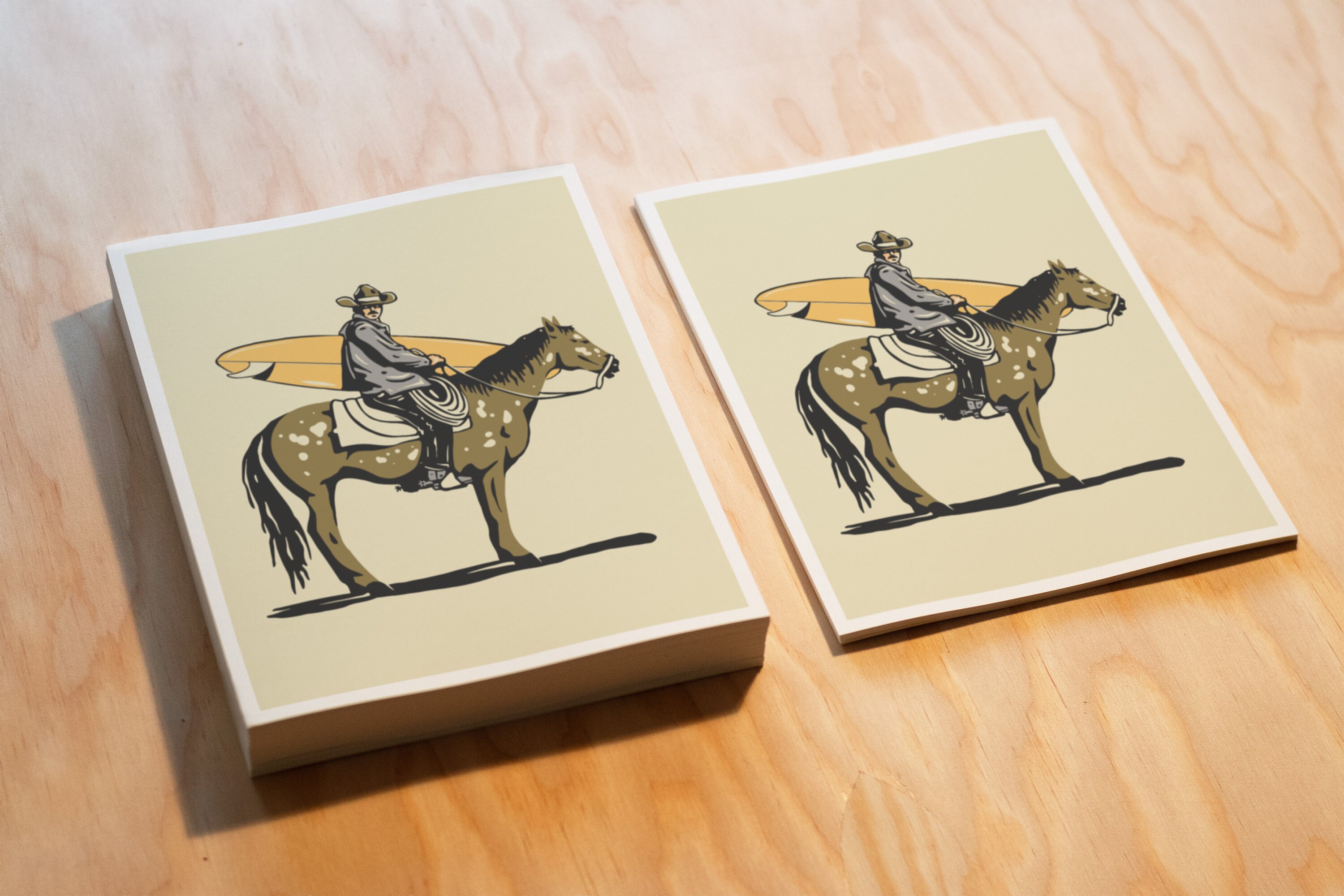 Surf Seeker - Horseback Cowboy Print - Illustration Poster - Etsy
