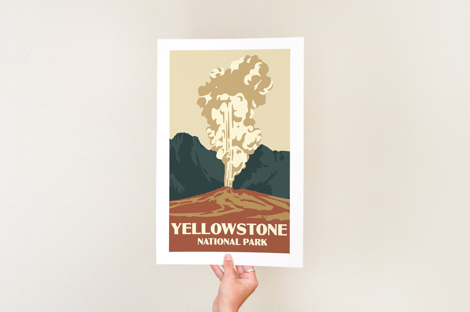 Yellowstone Wyoming Poster National Park Old Faithful Print - Etsy