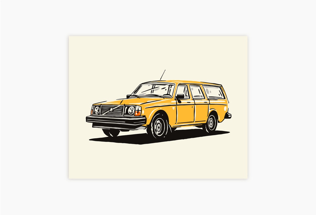 1970s Volvo 245 Poster - Vintage Car Illustration Print - Etsy