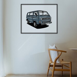 1980s Volkswagen Vanagon - Vintage Car Illustration Print - Etsy