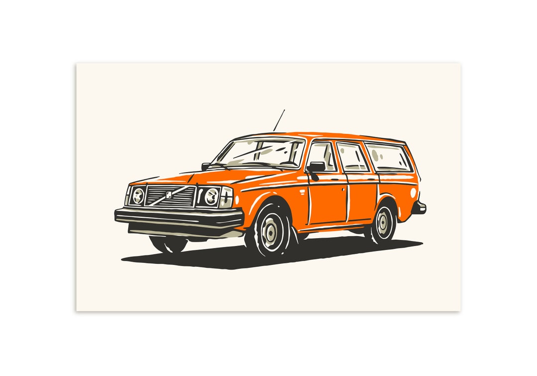 1970s Volvo 245 Poster Vintage Car Illustration Print - Etsy